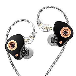 Linsoul SGOR Venus 1DD Dynamic Driver, Dual Magnetic Circuit in-Ear Earphone Monitor IEM with Semi-Open Cavity, Detachable 0.78mm 2Pin OFC Cable for Audiophile Musician (Black, Without Mic)