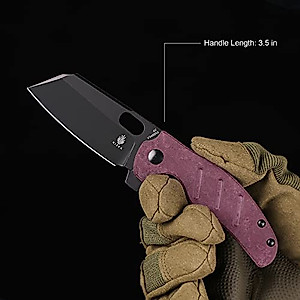 Kizer C01c(Mini) EDC Knife Sheepdog Red Richlite Handle, 4V Pocket Folding Knife, Removable Flipper Tab V3488A5