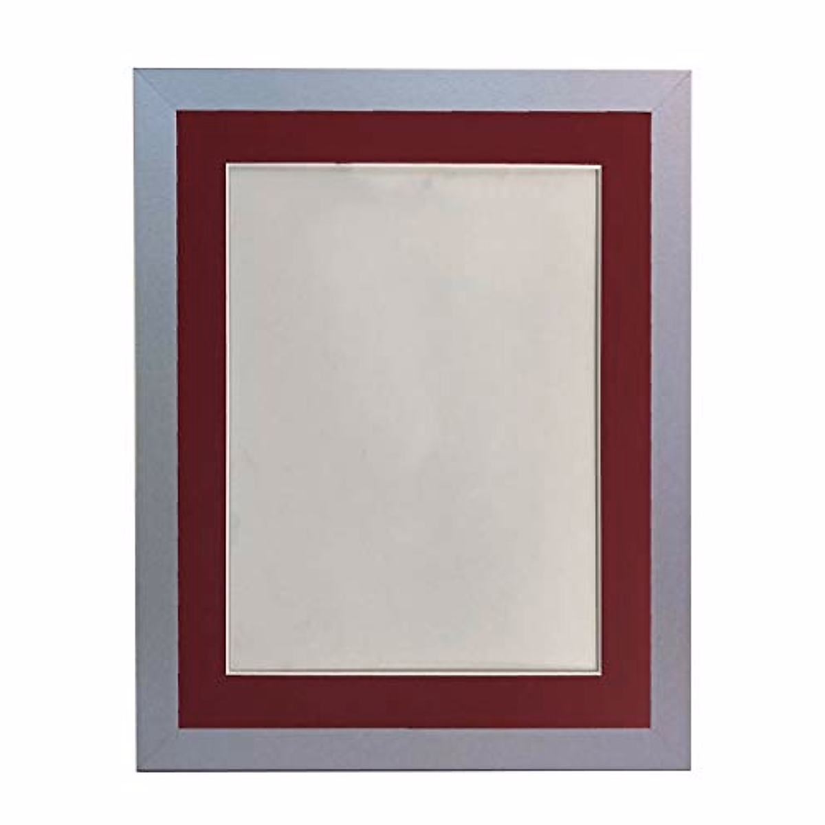 FRAMES BY POST H7 Picture Photo and Poster Frame Silver with Red Mount 50 x 40 cm Image Size A3 Plastic Glass