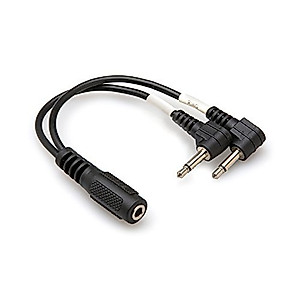 Hosa YMM-492 3.5 mm TRSF to Dual Right Angle 3.5 mm TS Air Travel Headphone Adaptor Cable