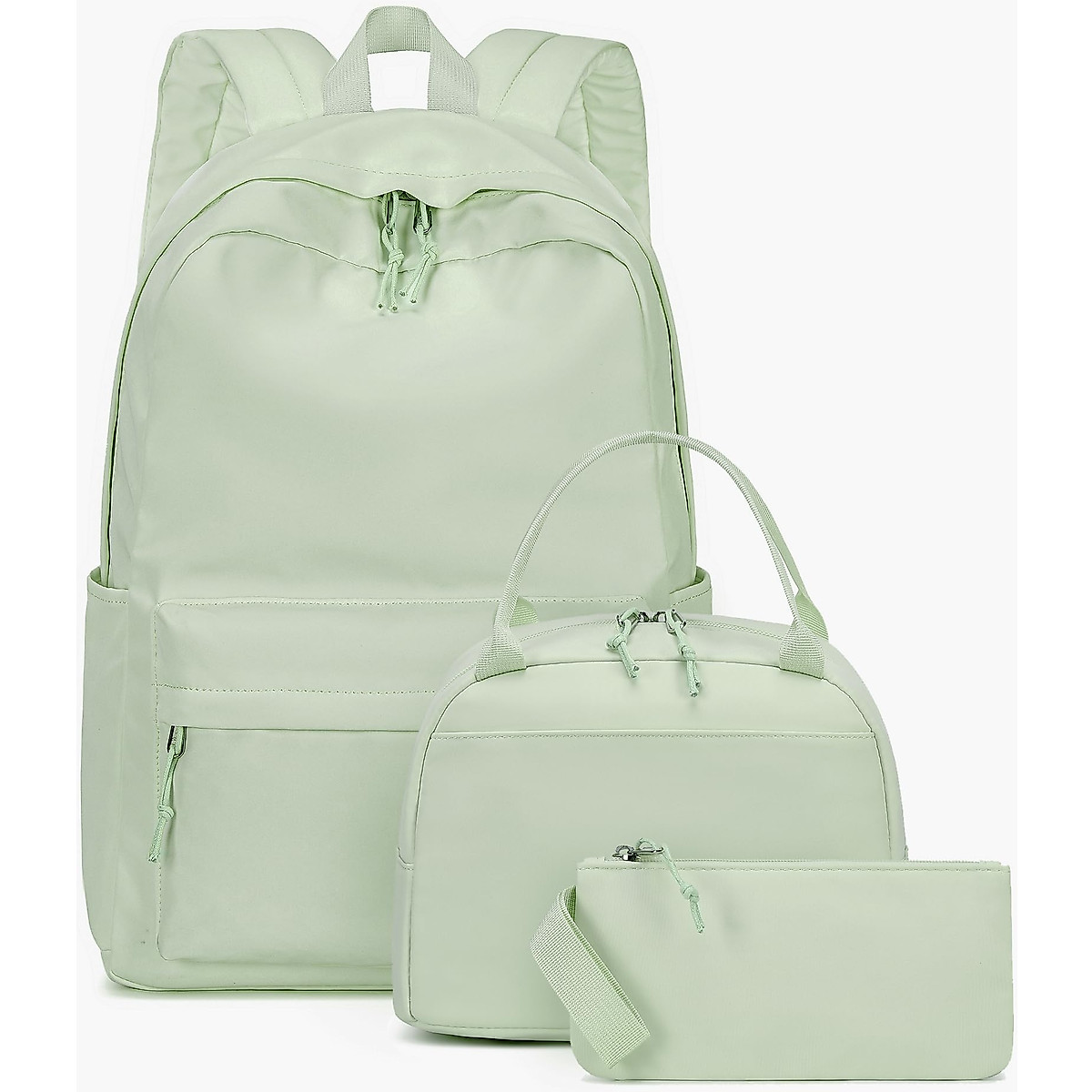 Bluboon School Backpack Set Girls Womens Laptop Bookbag Casual Daypack Fits 15 inch Laptop with Lunch Tote Bag and Pencil Bag（Green-3 set