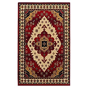 SUPERIOR Folk Diamond Rustic Eclectic Bohemian Power-Loomed Indoor Area Rug, 4' x 6', Red