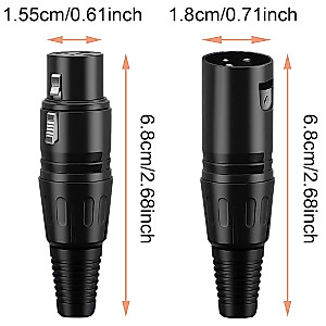 DKARDU 10PCS 3 Pin XLR Solder Connector, 5 Male and 5 Female XLR Mic Snake Plug, Microphone Audio Socket for High Conductivity and Ultra-Low Noise