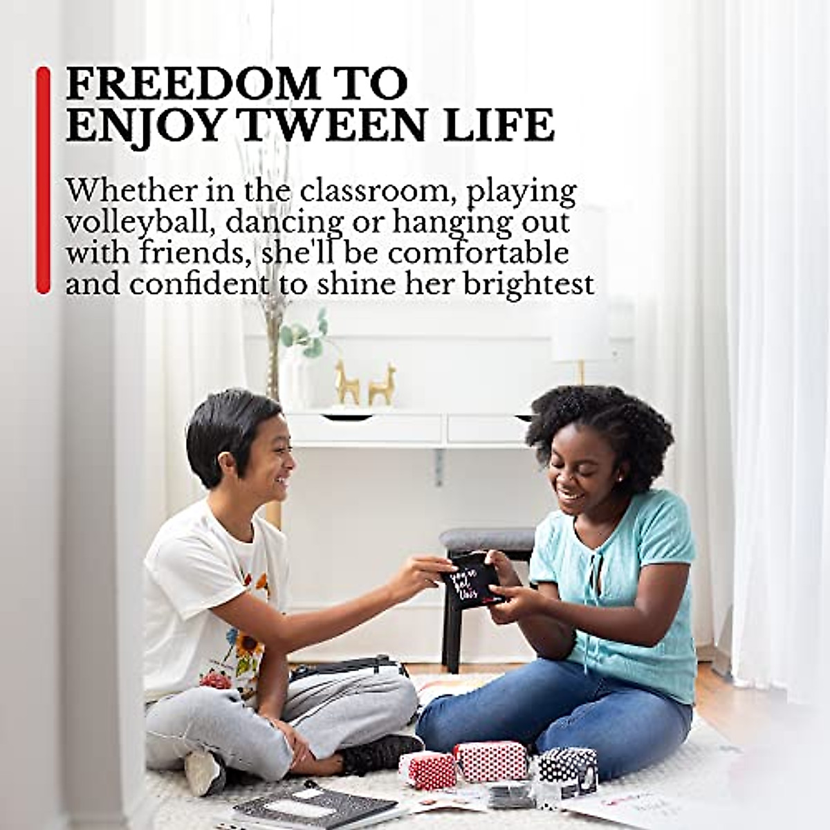 RedDrop Tween FlowDay Pads - Ultra Thin and Sticky Pads for Active Days - Designed for Girls Experiencing Their First Period