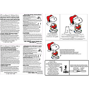 ProductWorks Peanuts Pre Lit 24 Inch Snoopy Santa Claus 3D Outdoor Indoor Christmas Lawn Yard Ornament Home Decoration with 35 Clear Lights and Stand