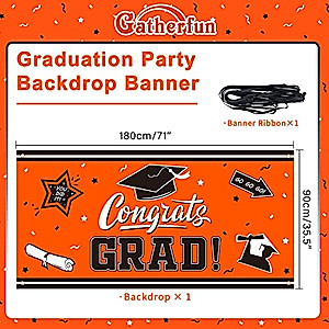 Graduation Backdrop Banner Orange Large Congrats Grad Party Supplies Decorations Photography Background for 2022 Graduation Party