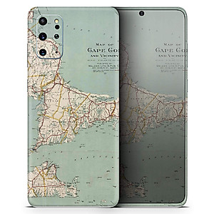 DesignSkinz The Vintage Map of Cape Cod Protective Vinyl Decal Wrap Skin Cover Compatible with The Samsung Galaxy S20 (Screen Trim & Back Glass Skin)