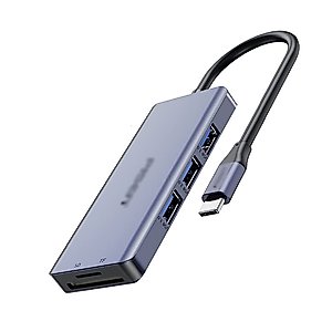 Port Expander USB C Hub Adapter 7 in 1 Multiport USB-C Docking Station with 4K HDMI, 3 USB 3.0 Port, SD/TF Card Reader and PD 60W USB Splitter