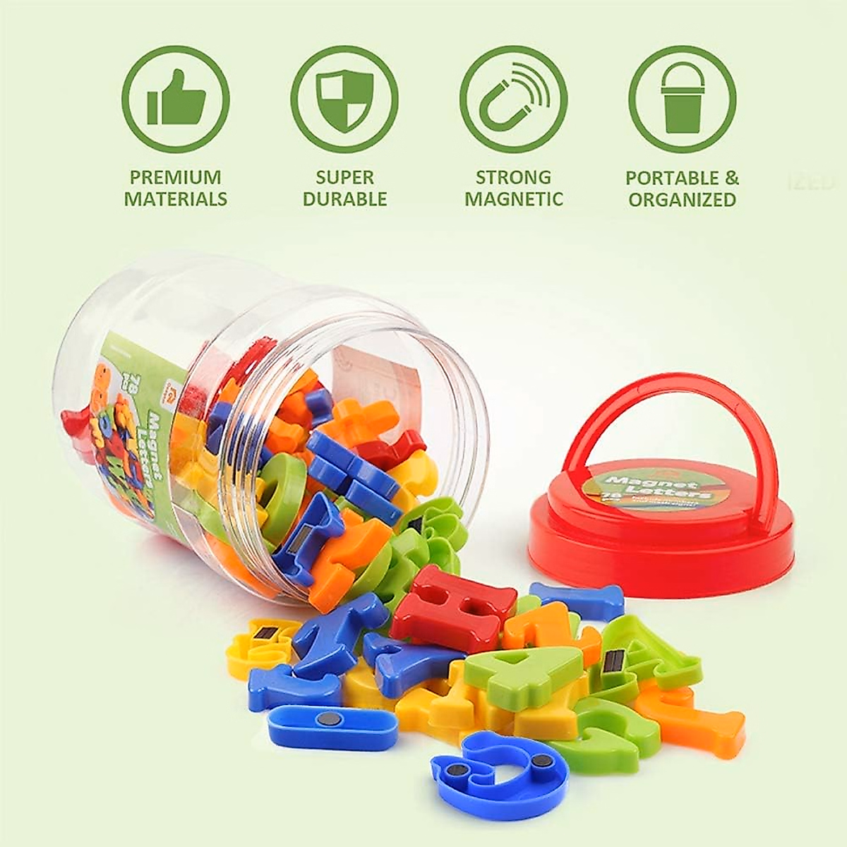 Coogam Magnetic Letters Numbers Alphabet Fridge Magnets Colorful Plastic ABC 123 Educational Toy Set Preschool Learning Spelling Counting Uppercase Lowercase Math for 3 4 5 Years Kid(78 Pcs)