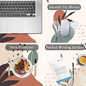 Aisakoc Desk Mat Desk Mouse Pad, Dual Side PU Leather Desk Pad for Keyboard and Mouse, 35.5''x15.8'' Large Waterproof Desk Mat for Desktop, Desk Writing Mat for Office and Home (Morandi Plant)