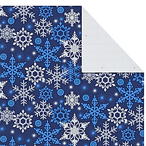 Hallmark Flat Christmas Wrapping Paper Sheets with Cutlines on Reverse and Gift Tag Seals (12 Folded Sheets, 16 Stickers) Blue and Silver Snowflakes, Deer Forest Scene, Blue Tartan Plaid