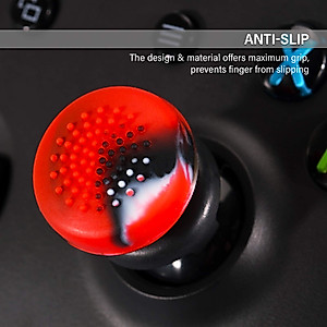 Playrealm FPS Thumbstick Extender & 3D Texture Rubber Silicone Grip Cover 2 Sets for Xbox Series X/S & Xbox One Controller(Camouflage Red)
