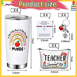 Maxcheck 16 Pcs Teacher Appreciation Gifts Set Include Teacher Tumbler Cosmetic Bag Keychain and Blessing Card Bracelets for Thank You Teacher Teacher's Day Graduation Gifts