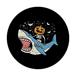 Pumpkin Skeleton Riding Shark Bats Halloween Costume Kids PopSockets PopGrip: Swappable Grip for Phones & Tablets