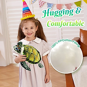 Athoinsu Realistic Stuffed Sea Turtle Soft Plush Toy Ocean Life Tortoise Throw Pillow Valentine's Day Birthday for Toddler Kids, 18''