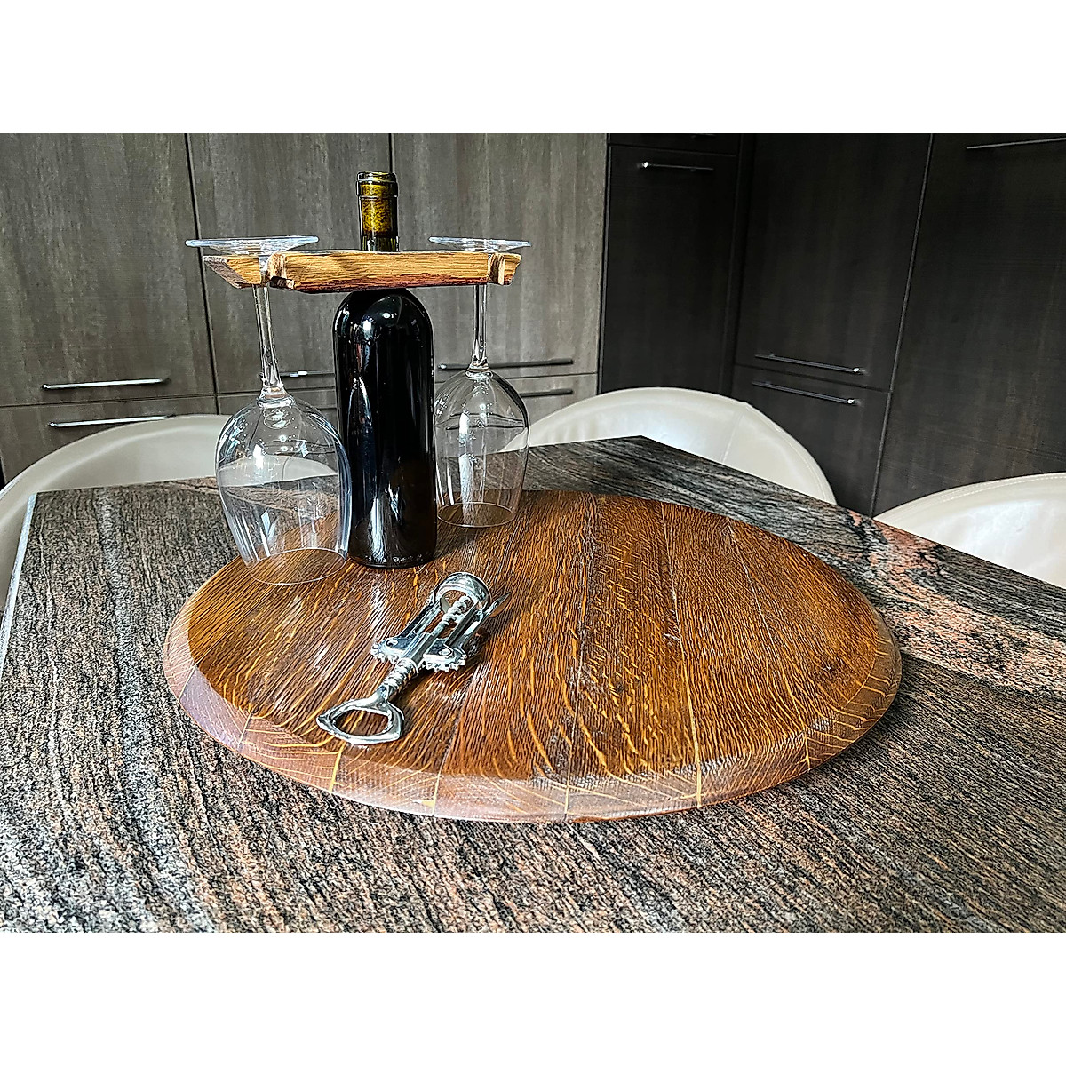 Bordeaux-Barrel Rotating Lazy Susan Server 22"
