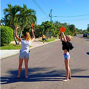 Jazzminton Lite – Indoor & Outdoor Game for Family and Friends – 2 Paddles, 2 Birdies, 1 Ball - All Season Paddle Game for Kids and Adults – Take Your Kids Outside for Some Active Fun