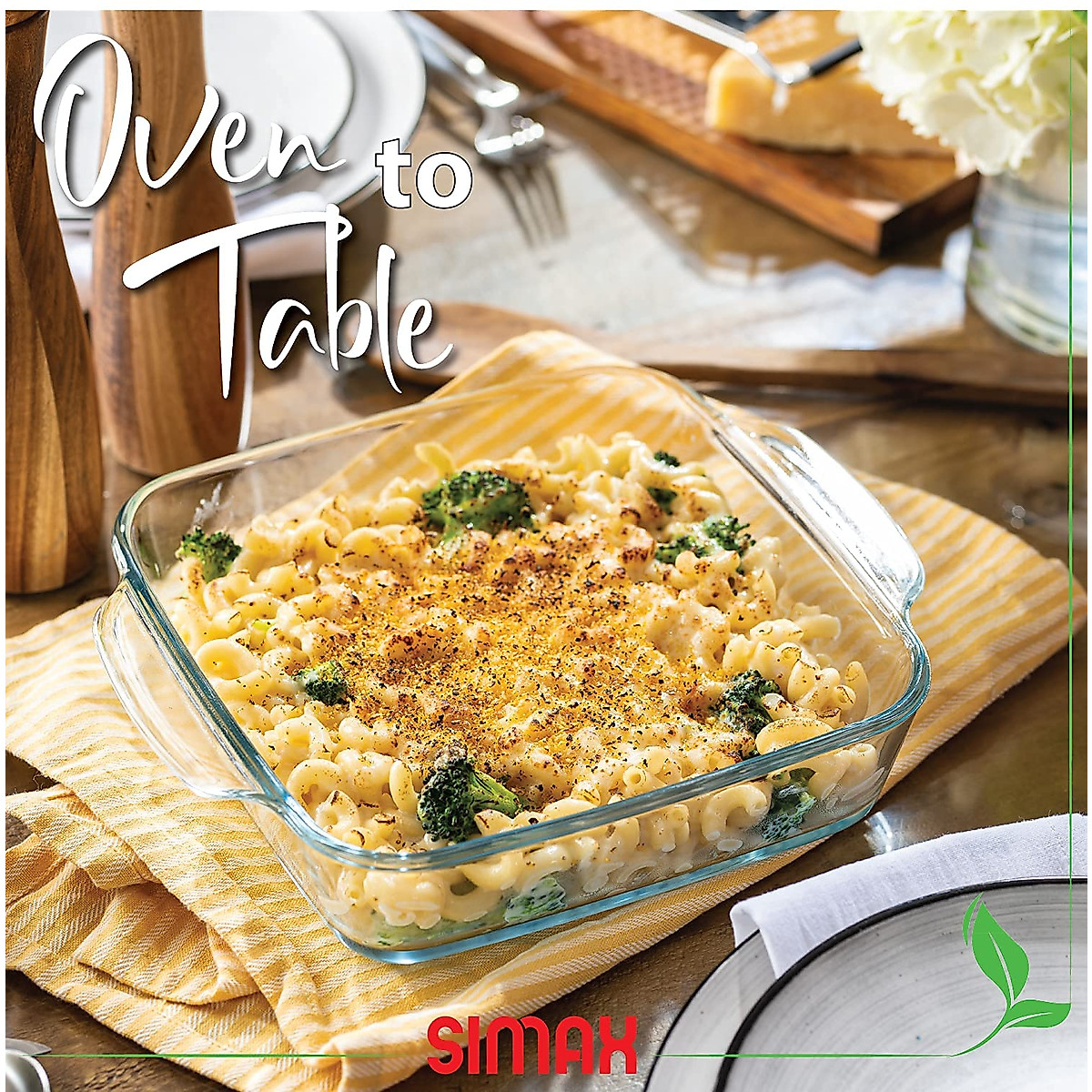 Simax Glass Roaster Dish, Large Square Roaster Pan For Baking And Cooking, Oven and Dishwasher Safe Cookware, 1.5 Quart Casserole Oven Pan