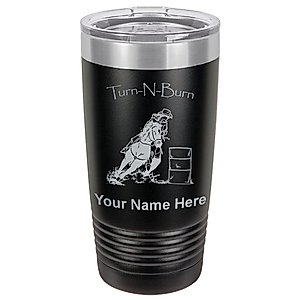 LaserGram 20oz Vacuum Insulated Tumbler Mug, Barrel Racer Turn N Burn, Personalized Engraving Included (Black)