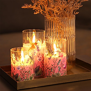 Girimax Pink Hummingbird Glass LED Candles with Remote, Flickering Flameless Candles Battery Operated Φ 3" H 4" 5" 6"