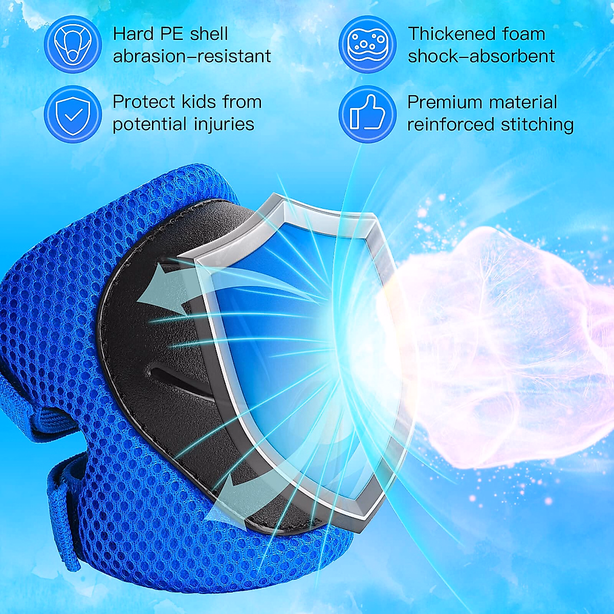 Kids Protective Gear Set Wemfg Knee Pads for Kids 3-8 Years Toddler Knee and Elbow Pads with Wrist Guards 3 in 1 for Skating Cycling Bike Rollerblading Scooter(Blue)