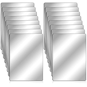 School Shatter Proof Plastic Mirrors 4 x 6 Inch Mirror Tiles with Soft Round Corners Double Sided Protective Film Mirror Sheets Art and Craft Supply for School Classroom Bathroom (16 Pieces)