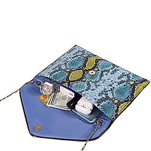 Women Fashion Snakeskin Pattern Clutch Handbag Envelope Bag Chain Shoulder Bag Evening Party Bag