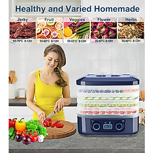 LanAqua Food Dehydrator Machine, Dehydrator for Food and Jerky with Adjustable Temperature(95-158°F) & 48H Timer, Digital Food Dehydrator with 5-Trays, Electric Food Dryer for Meat, Pet Treats, Herbs