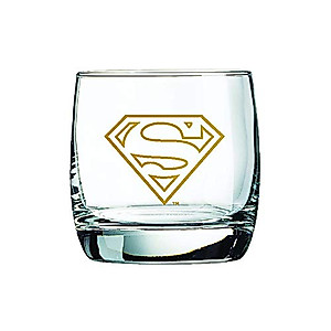 Superman Whiskey Glasses - 10 oz. Capacity - Set of 2 Glasses - Sturdy Base