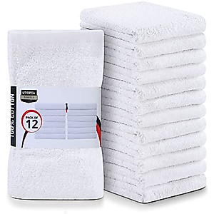 Utopia Towels Kitchen Bar Mops Towels, Pack of 12 Towels - 16 x 19 Inches, 100% Cotton Super Absorbent White Bar Towels, Multi-Purpose Cleaning Towels for Home and Kitchen Bars