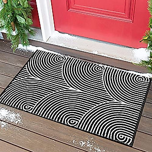 Tiffasea Front Door mat 2'x3', Machine Washable Welcome Mats Cotton Woven Small Rug Reversible Indoor Outdoor Rugs Layered Floor Mats for Entryway/Kitchen/Laundry/Bathroom/Bedroom(Black and White)