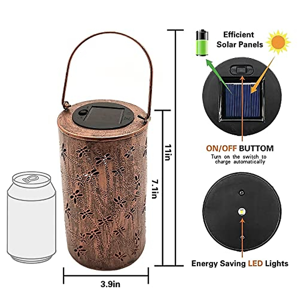 Solar Lanterns Outdoor Hanging Lantern Light, Cool Blue & Dragonfly Set (2 Pack)