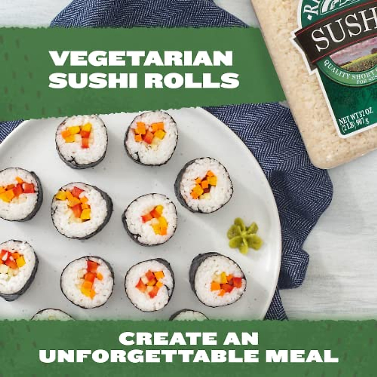 RiceSelect Sushi Rice for Sushi and Japanese Food, Premium Gluten-Free Short-Grain Rice, Non-GMO, 32-Ounce Jar