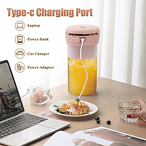 CHIDOYII Portable Blender, Personal Blender for Shakes, Fruits, 450 ML Mini Blender with 6-Blade, for Sports, Travel, Kitchen(Pink)