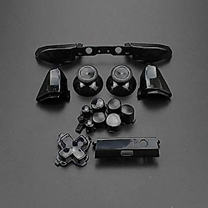 RB LB Bumper RT LT Trigger Buttons Mod Kit for Xbox One S Slim Controller Analog Stick Dpad Solid &Chorme (Solid Black)