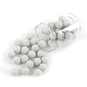 Shiny Stone High Luster Reflective Round Glass Beads,Glass Pebbles,Glass Marble,Glass Ball for Fire Pit Aquarium Succulent Garden DIY Decoration,16mm,46pcs,275g in a jar. (Porcelain White)