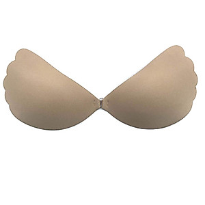 Women Bra,JFLYOU Ladies Ventilation Invisible Bras Fashion Close The Invisible Paste Stealth Bra(Khaki,C)