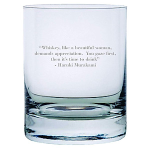 Haruki Murakami Quote Etched Crystal Rocks Whisky Glass