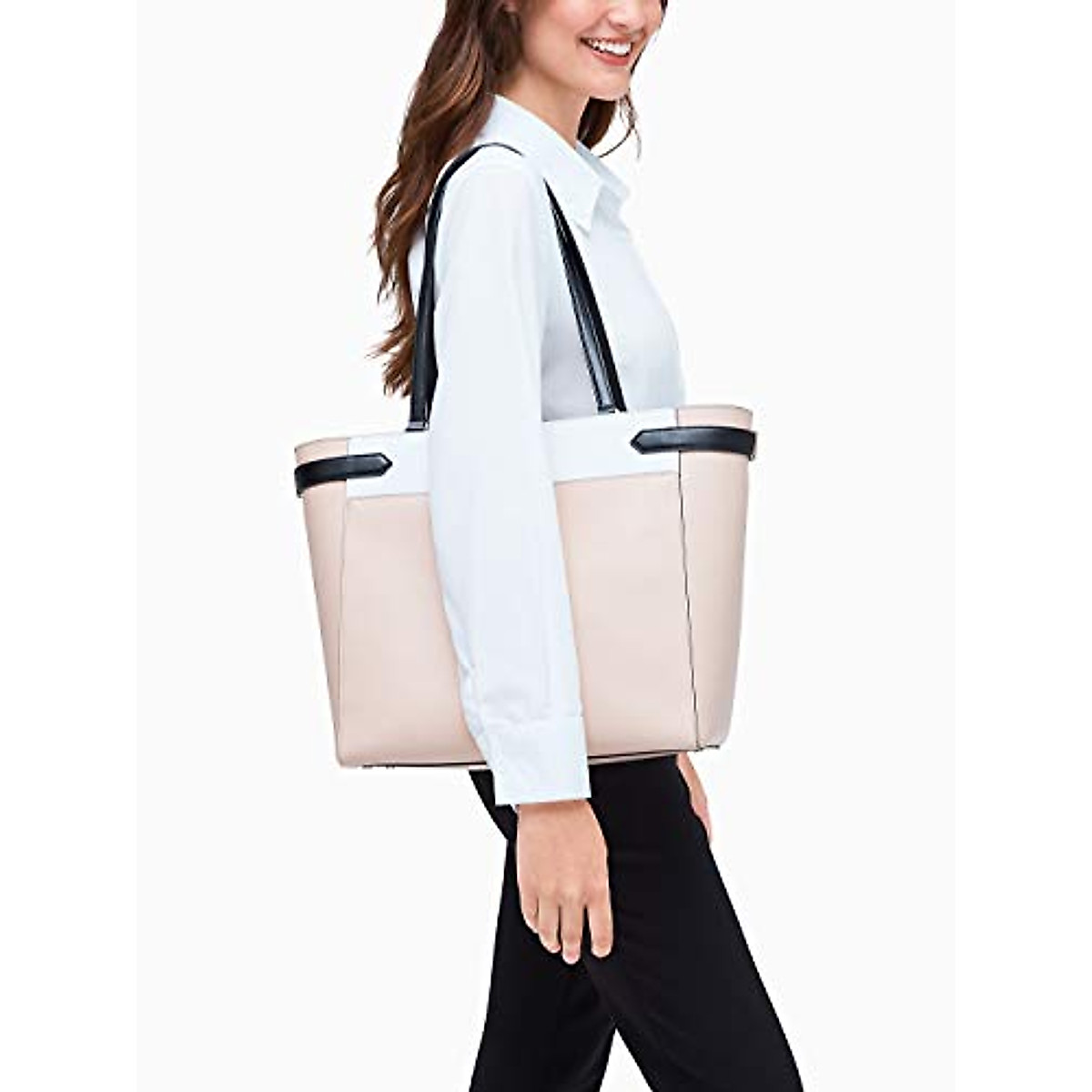 Kate Spade New York Staci Saffiano Leather Laptop Tote Shoulder Bag Color Block