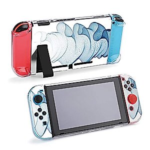 SUPNON Switch Case Compatible with Nintendo Switch Games Protective Hard Carrying Cover Case for Nintendo Switch Console Joy Con Controlle - Dynamic Wave Transparent Tulle Textile On Design37828