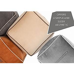 English Home Ottoman Pouffe, Comfortable Cube Foot Stool, Soft Velvet Bean Bag, Home Decor Footstool Extra Seating for Living Room, Bedroom, Casha, 17.7x17.7 inch (45x45 cm), Grey