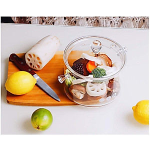 BUTIGE Glass Saucepan with Cover - 50oz Heat-Resistant Borosilicate Glass Handmade Cookware Set stovetop Pot - Safe for Pasta Noodle, Soup, Milk, Tea (1.5L)