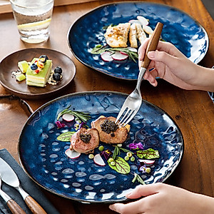 vancasso Starry Dinner Plates, 10.5 Inch Ceramic Plates, Microwave, Oven and Dishwasher Safe Plates Set of 4, Modern Dinnerware Dishes Set&Scratch Resistant-Blue