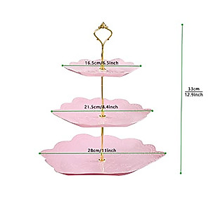 3 Pcs 3-Tier Cupcake Stand Fruit Plate Cakes Stand Tower for Halloween Wedding Home Birthday Tea Party Serving Platter (Hexagon)
