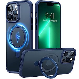 TORRAS Magnetic Ostand for iPhone 14 Pro Max Case [Compatible with Magsafe] with Stand, [Military Grade Drop Protection] Shockproof Translucent Back Slim Protective Phone Case (2022), Blue