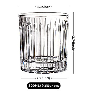 VARETS (Vertical Pattern) Thickened Whiskey Glass, Rotatable Decompression, 9.6 Ounces, Vintage Whiskey/Scotch/Bourbon Crystal Wine Cocktail