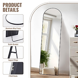 NEWBULIG 59"x16" Full Length Floor Mirror,Wall Mounted Mirror Hanging or Leaning, Arched Floor Mirror for Living Room Cloakroom,Black-Arched