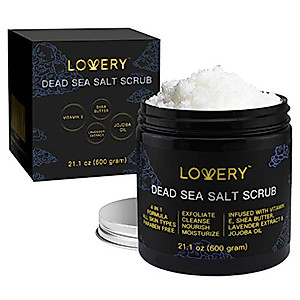 Dead Sea Salt Scrub, Handmade Exfoliating Salt Scrub for Women & Men with Vitamin E, Shea Butter, Jojoba, Lavender Oil, Ultra Moisturizing Body Scrub for Gentle Skin Exfoliation, 2Pc