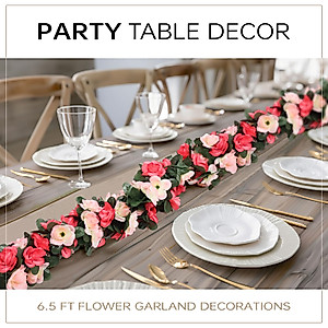 Miracliy 5 Pack 41 FT Fake Rose Vine Flowers Plants Artificial Flower Hanging Rose Ivy Home Hotel Office Wedding Party Garden Craft Art Déco