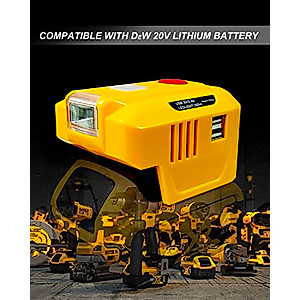 150W Power Inverter Generator Fit for Dewalt 18V 20V MAX XR Li-ion Battery, DC 20V to AC 110V-120V Portable Power Station with Dual USB Outlet and AC Outlet and 200LM LED Light Battery Inverter